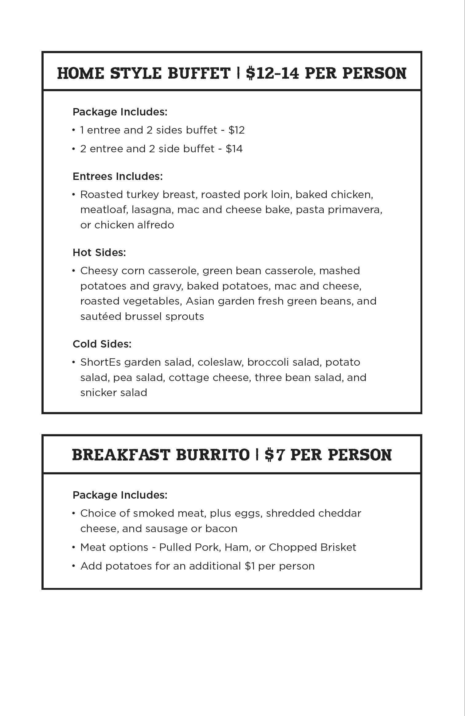 Per-Person Buffet Catering in Johnston, IA - ShortE's BBQ